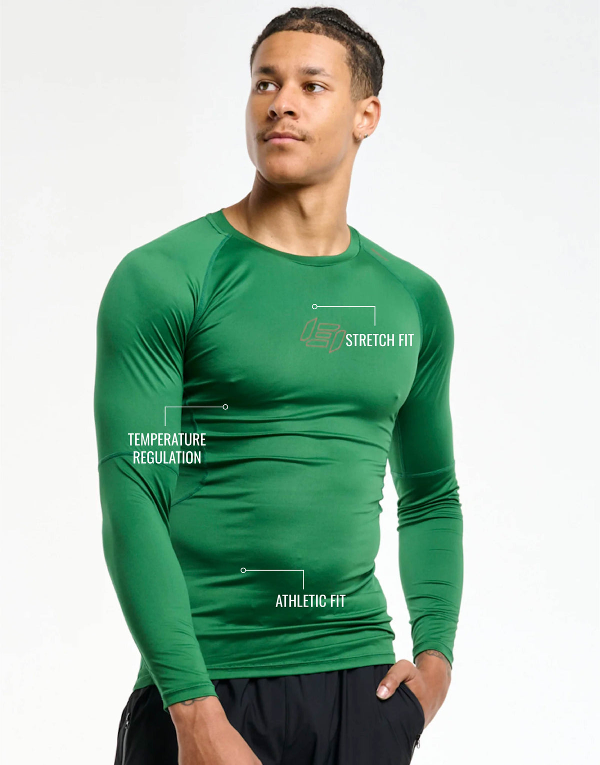 Compression Long Sleeve in Green - High-Performance Athletic Fit